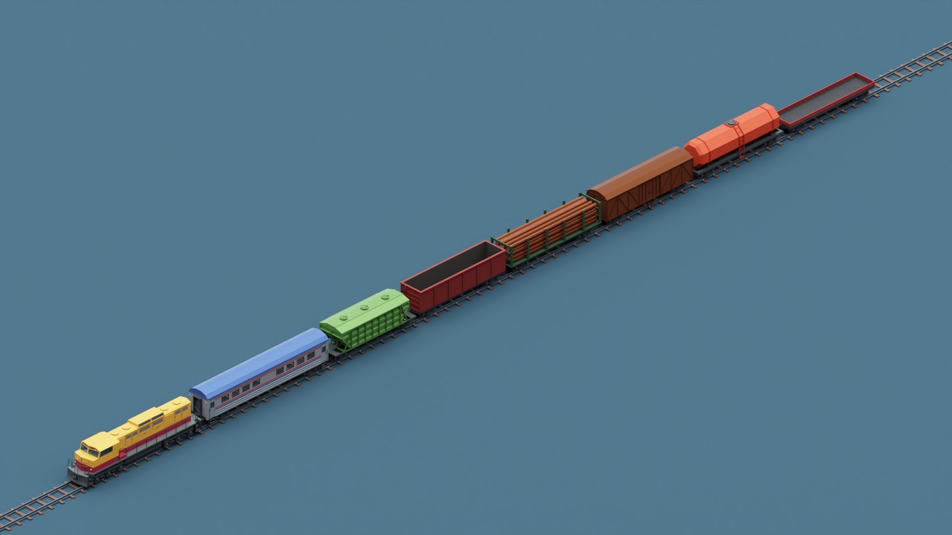 Stylized Train And Rail Wagons Low Poly 3D Model - TurboSquid 2264808