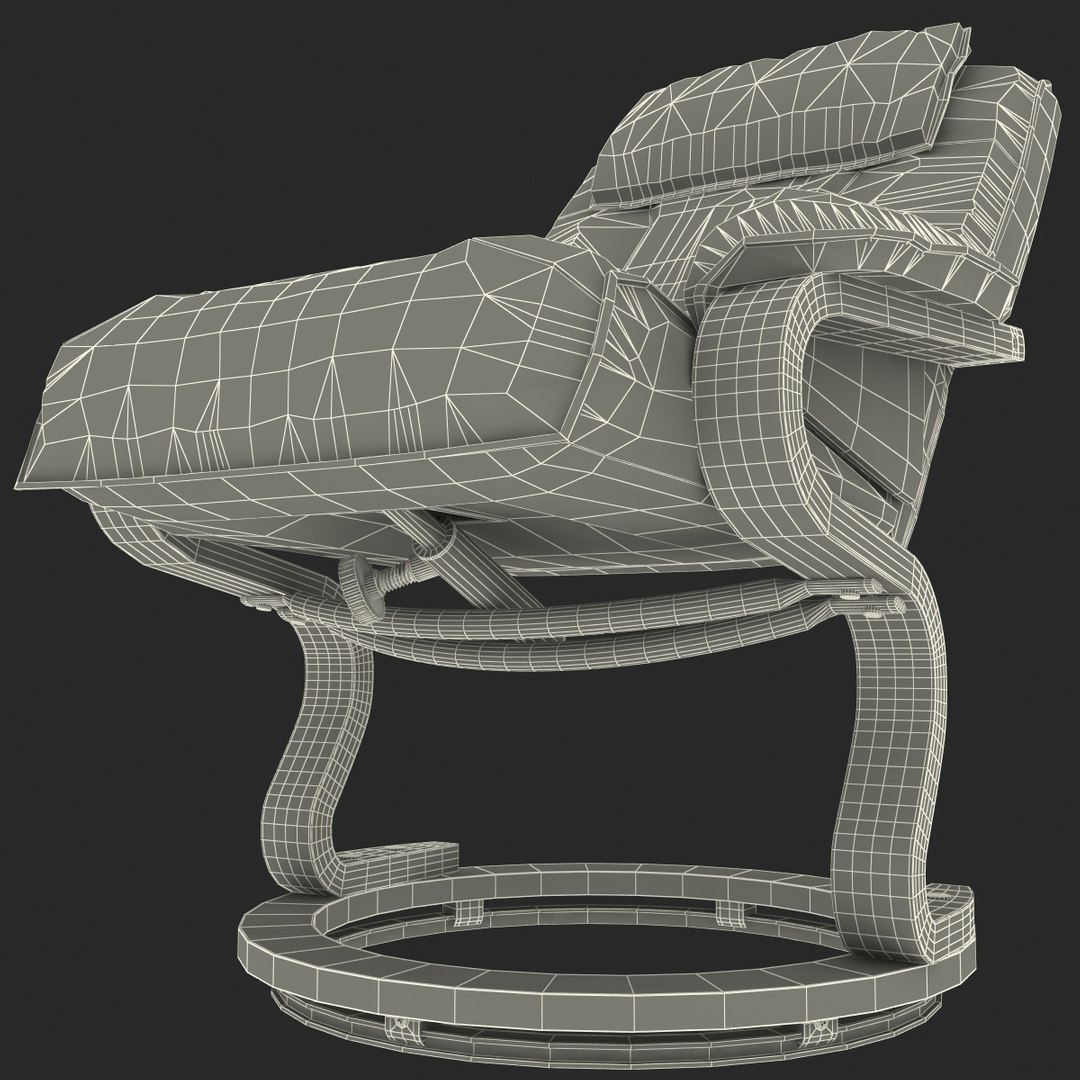 3d Model Of Leather Recliner Swiveling Wood