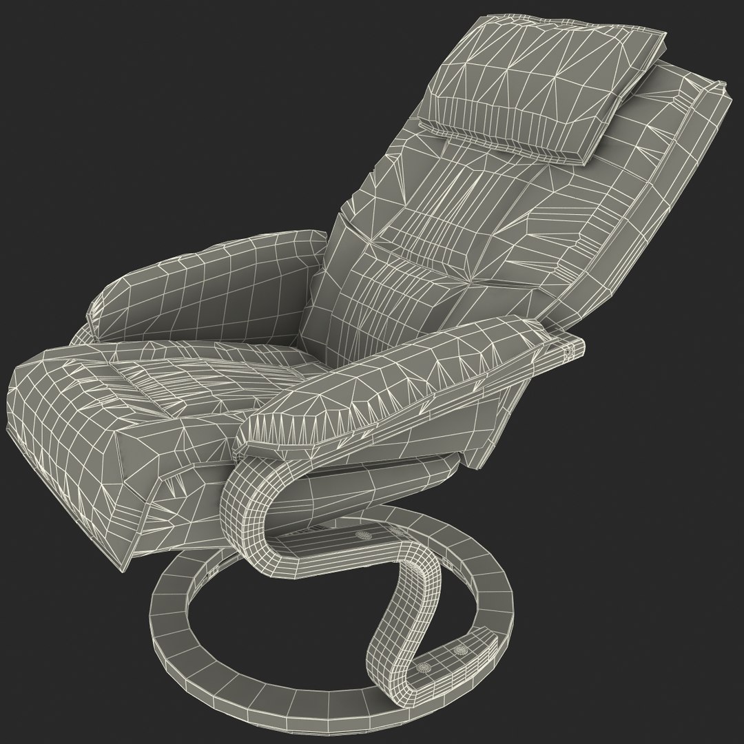 3d Model Of Leather Recliner Swiveling Wood