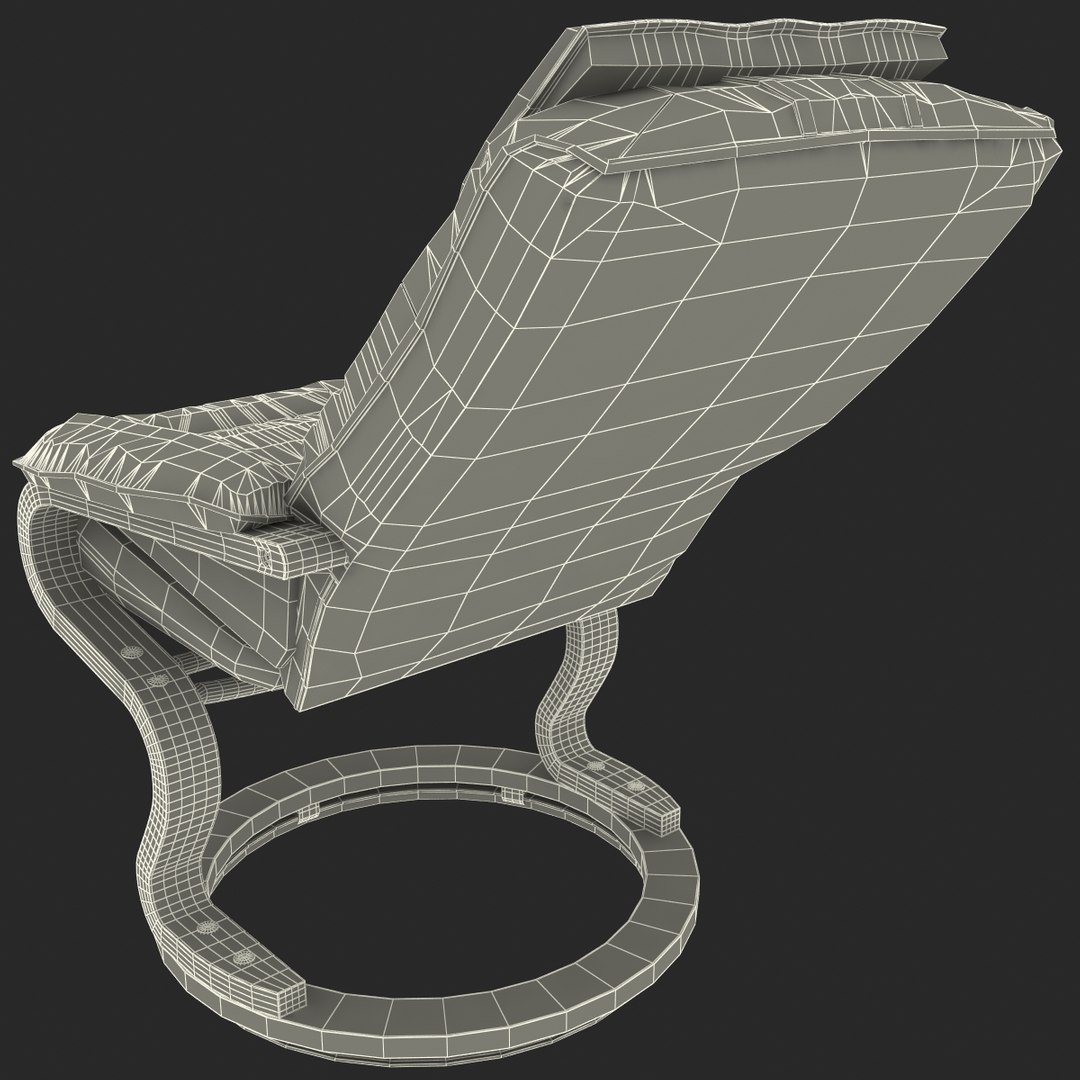 3d Model Of Leather Recliner Swiveling Wood