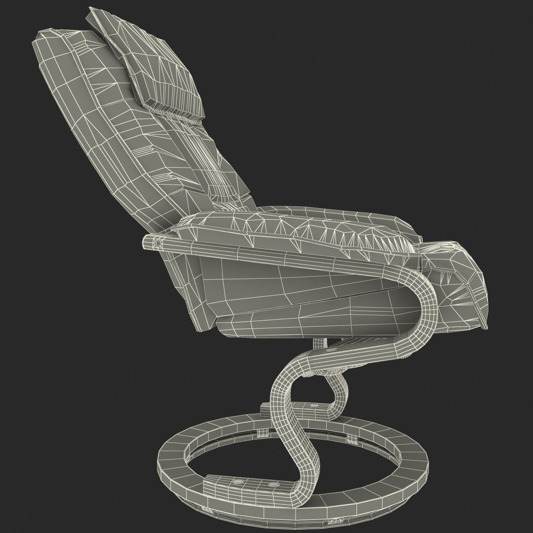 3d Model Of Leather Recliner Swiveling Wood
