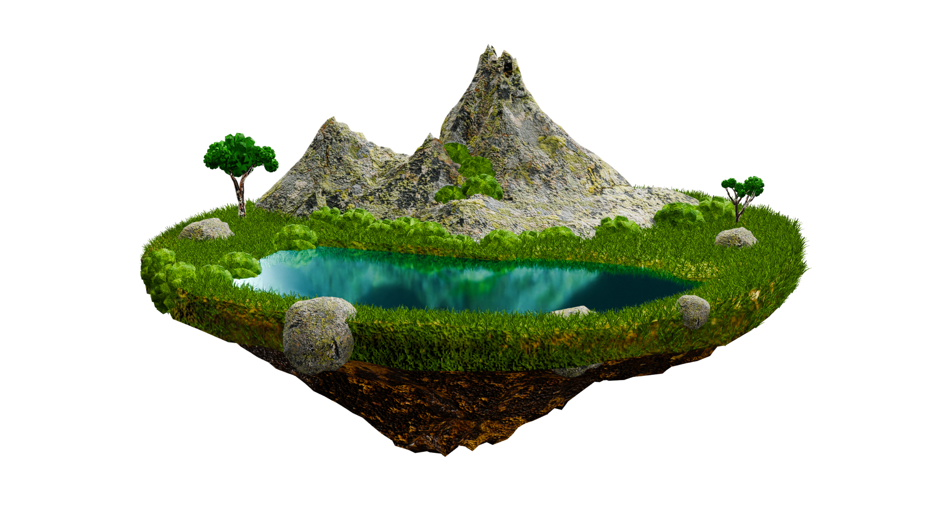 3D Model Floating Lake Island - TurboSquid 2190069