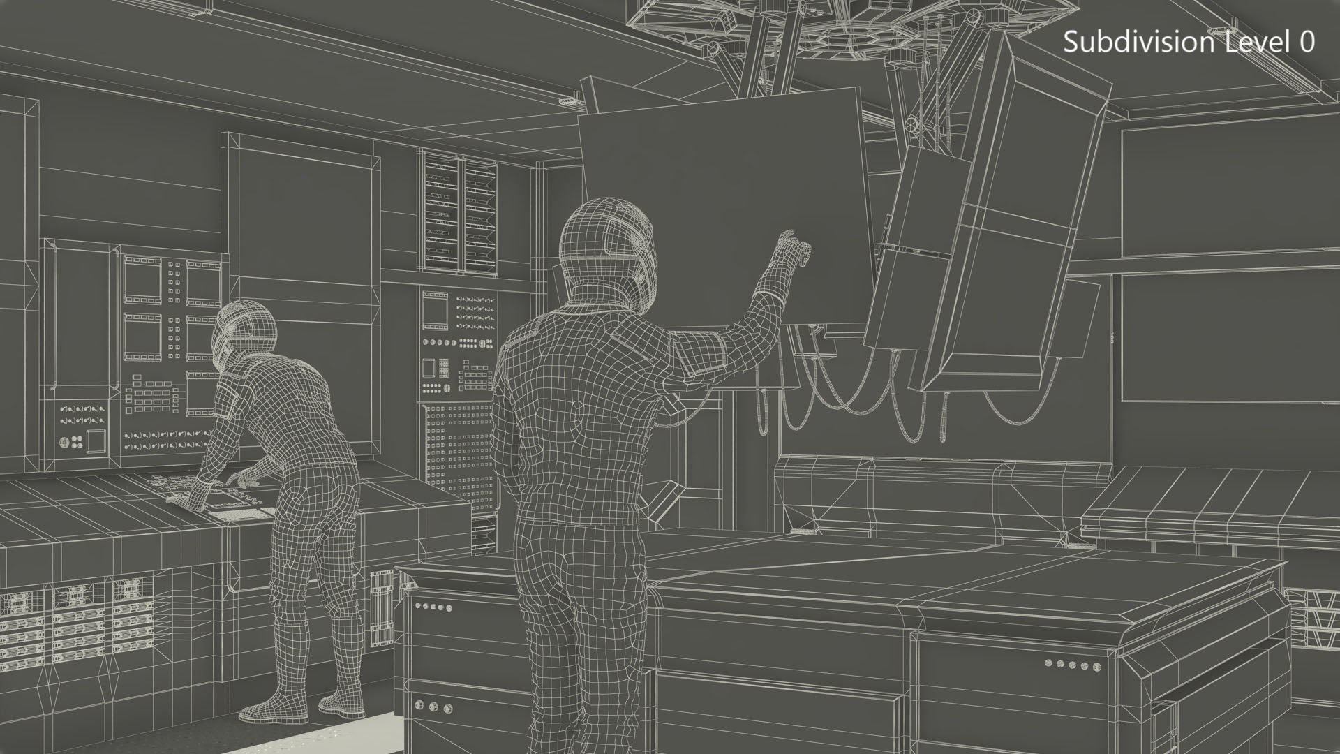 3D Command Room With Operators Red - TurboSquid 2258832