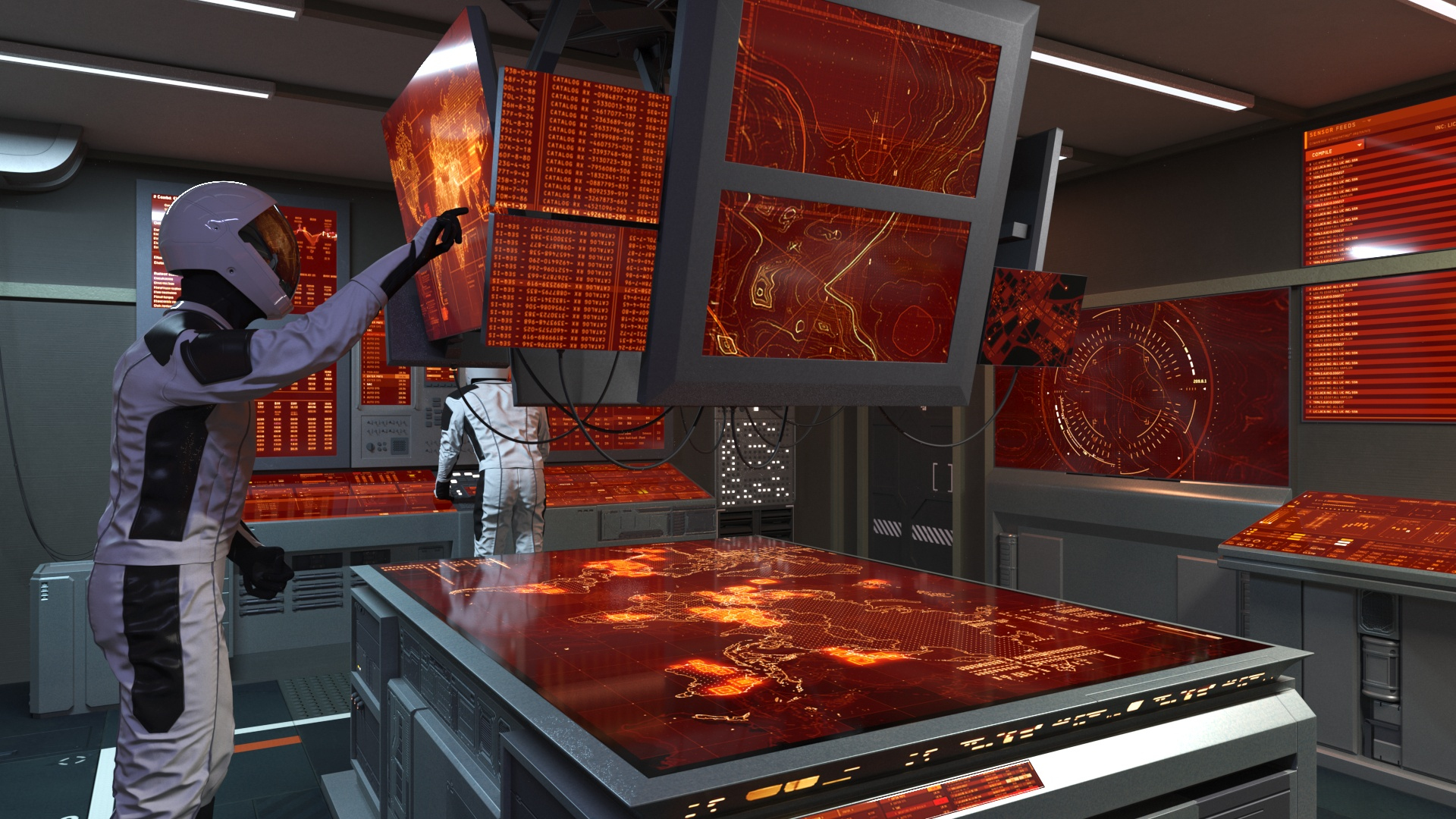 3D Command Room With Operators Red - TurboSquid 2258832