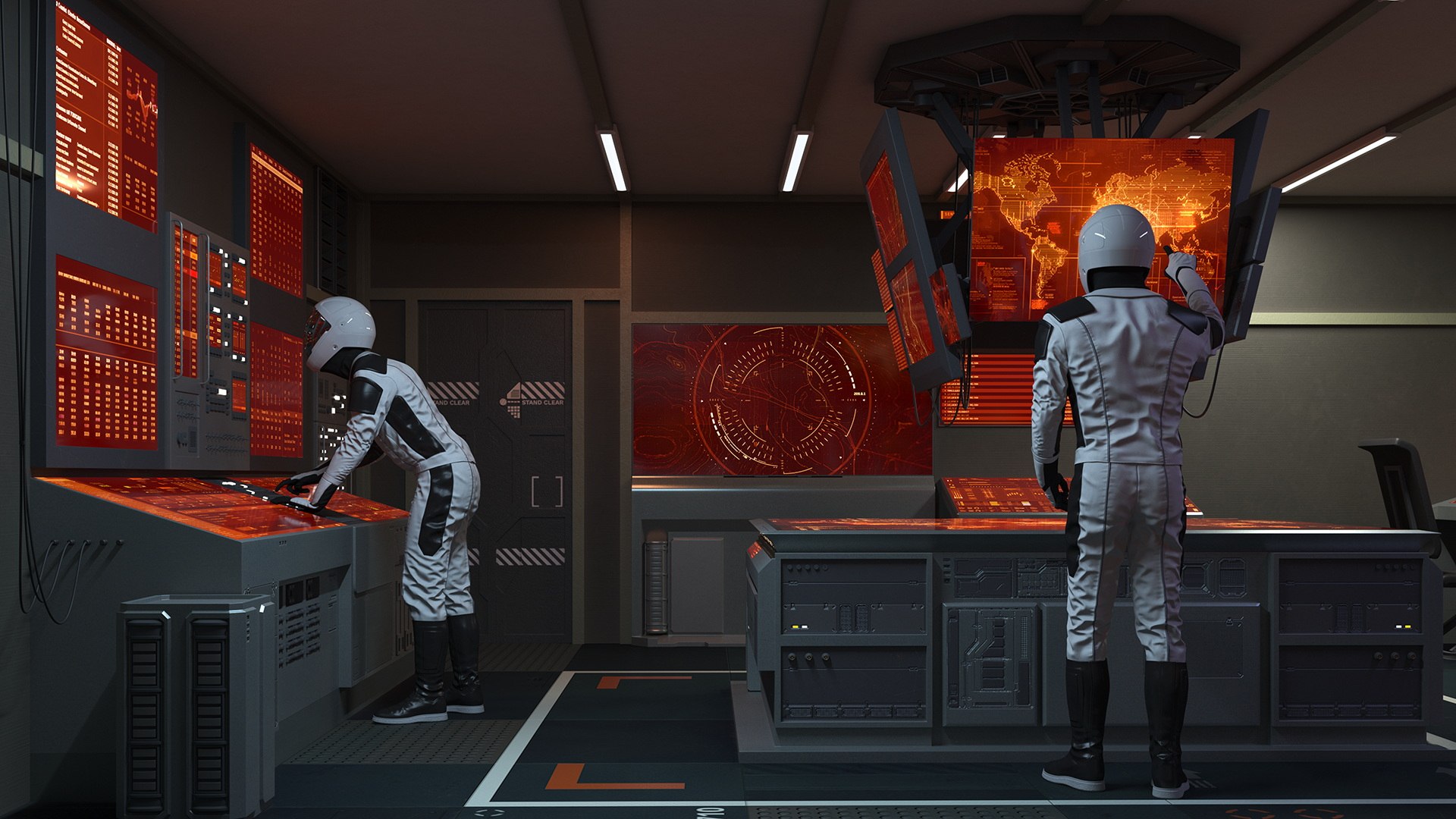 3D Command Room With Operators Red - TurboSquid 2258832