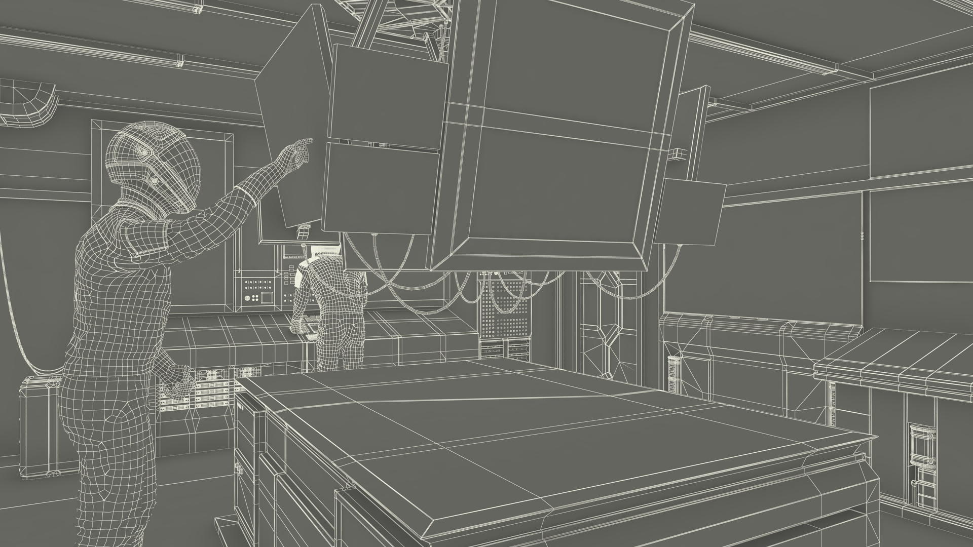 3D Command Room With Operators Red - TurboSquid 2258832