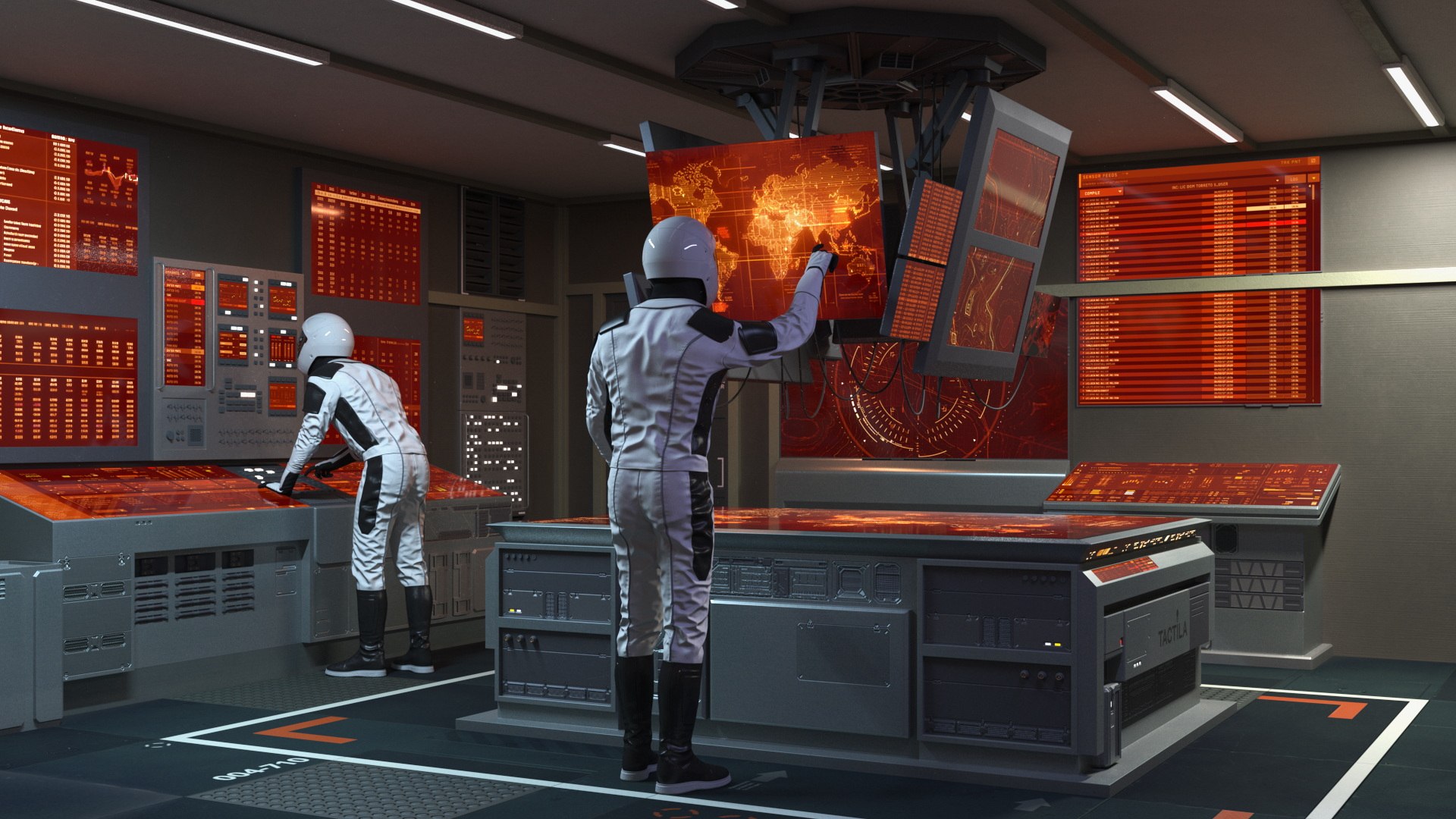 3D Command Room With Operators Red - TurboSquid 2258832