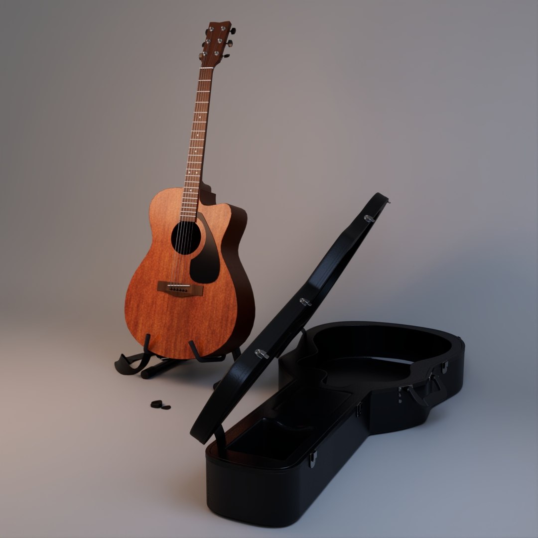 3D Model Of Guitar With Guitar Case Model - TurboSquid 2247036