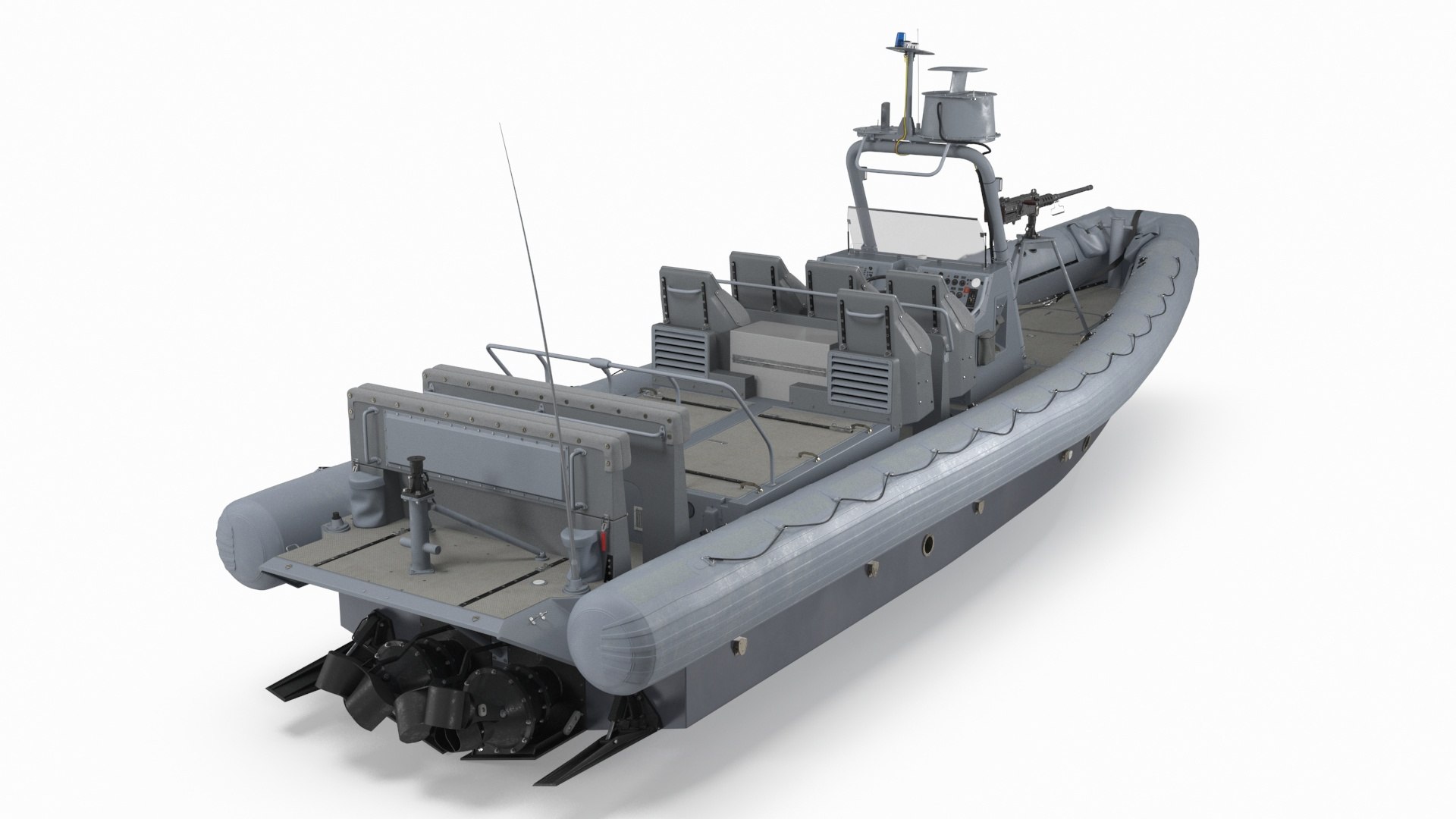 Military Inflatable Boat RHIB With Mounted Machine Gun 3D Model ...