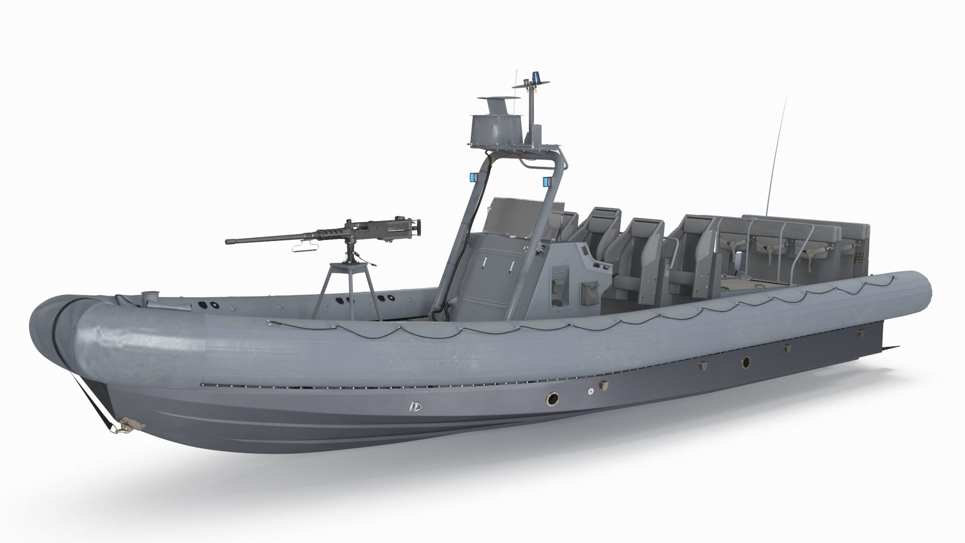 Military Inflatable Boat RHIB With Mounted Machine Gun 3D Model ...