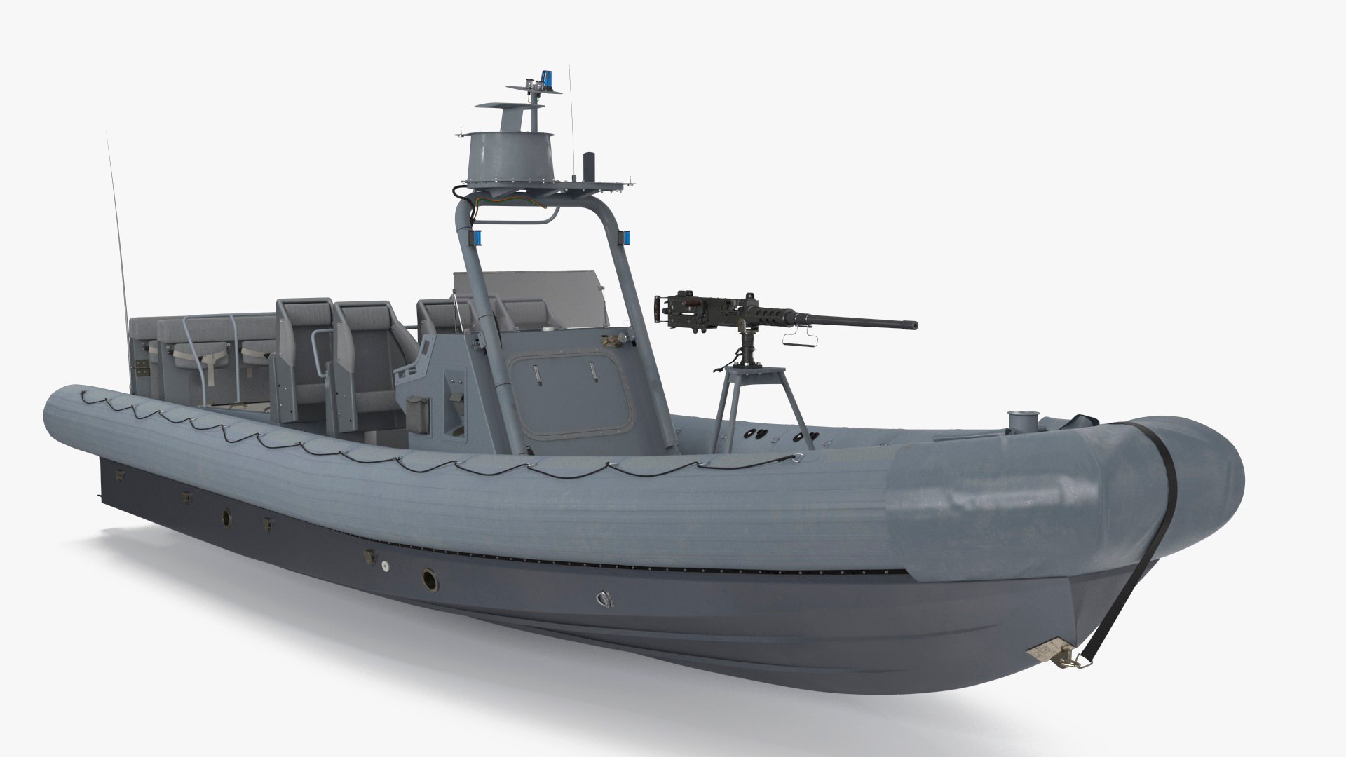 Military Inflatable Boat RHIB With Mounted Machine Gun 3D Model ...