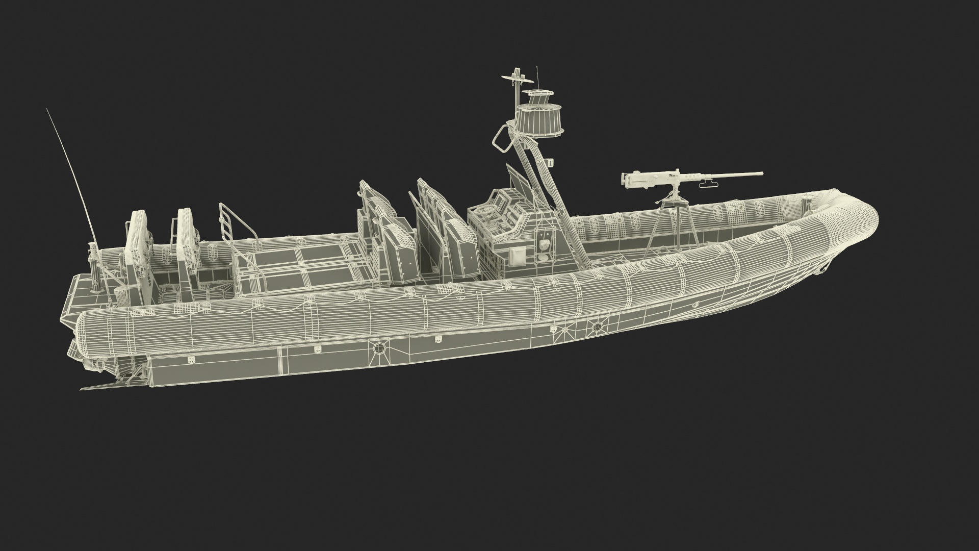 Military Inflatable Boat RHIB With Mounted Machine Gun 3D Model ...