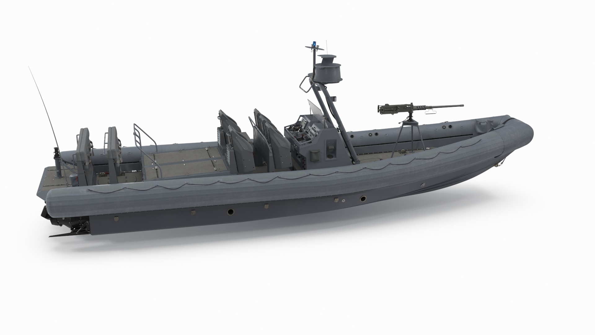 Military Inflatable Boat RHIB With Mounted Machine Gun 3D Model ...