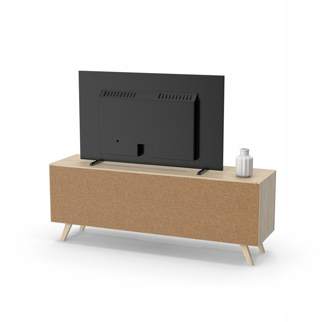 Wooden TV Stand Set Model - TurboSquid 2056288
