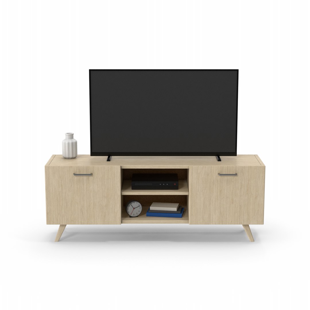 Wooden TV Stand Set Model - TurboSquid 2056288