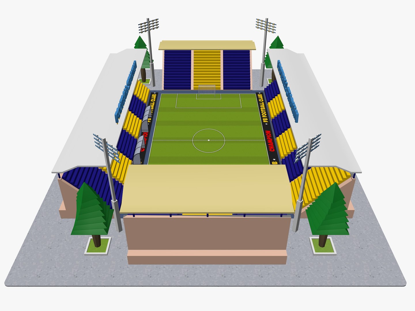 3D Cartoon Football Stadium Model - TurboSquid 2235134