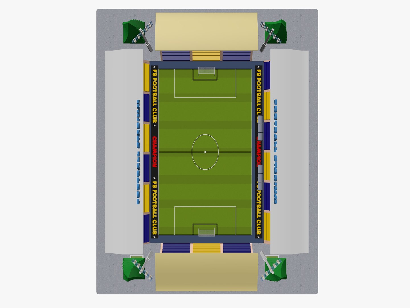 3D Cartoon Football Stadium Model - TurboSquid 2235134