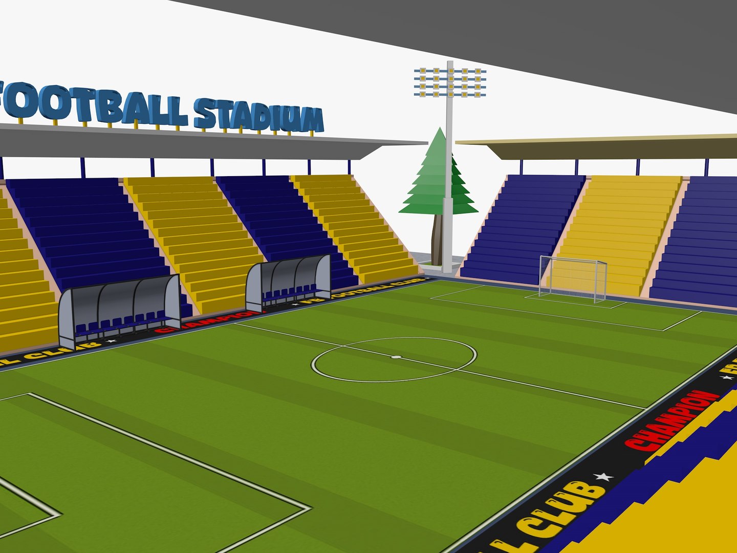 3D Cartoon Football Stadium Model - TurboSquid 2235134