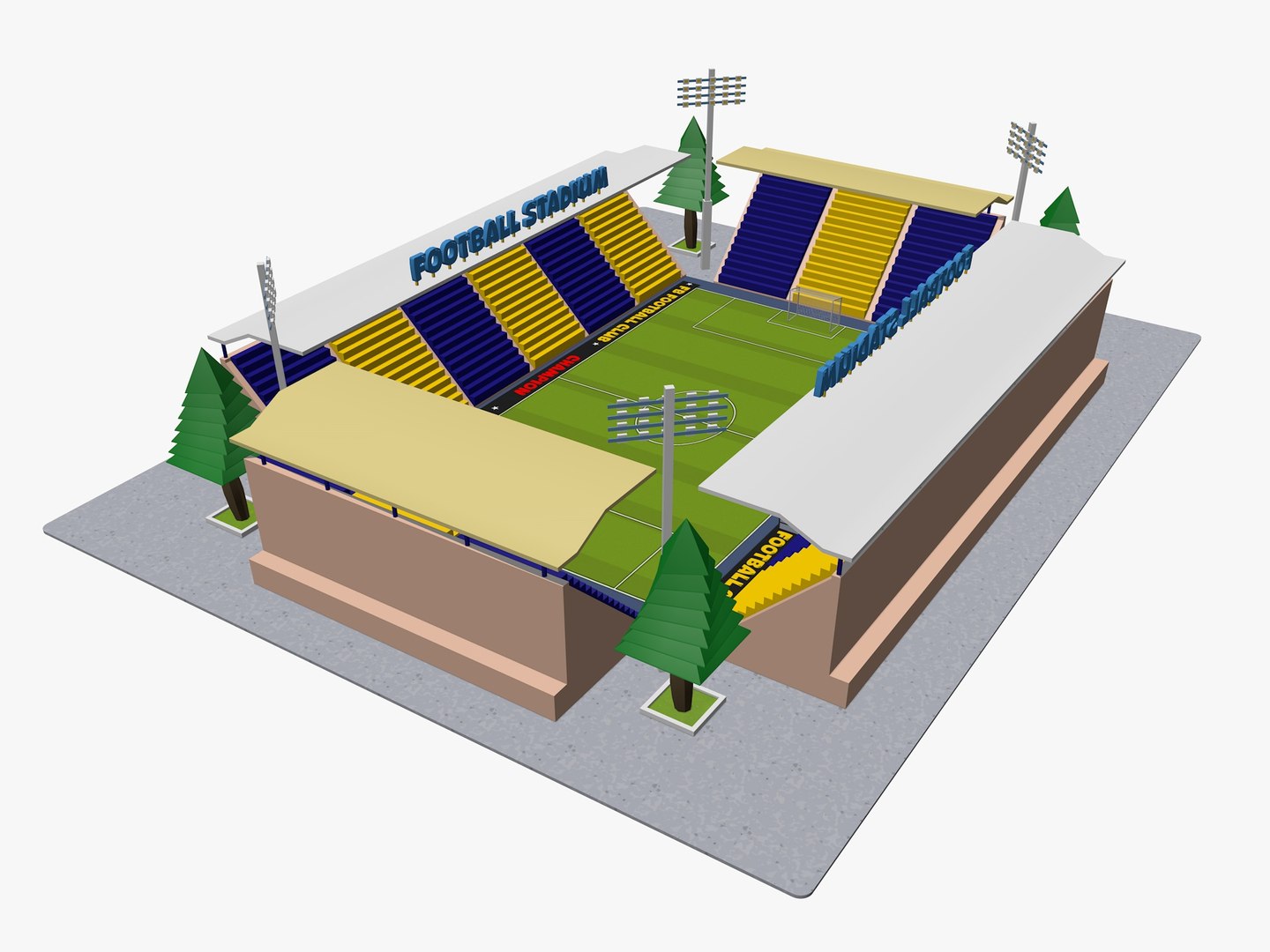 3D Cartoon Football Stadium Model - TurboSquid 2235134
