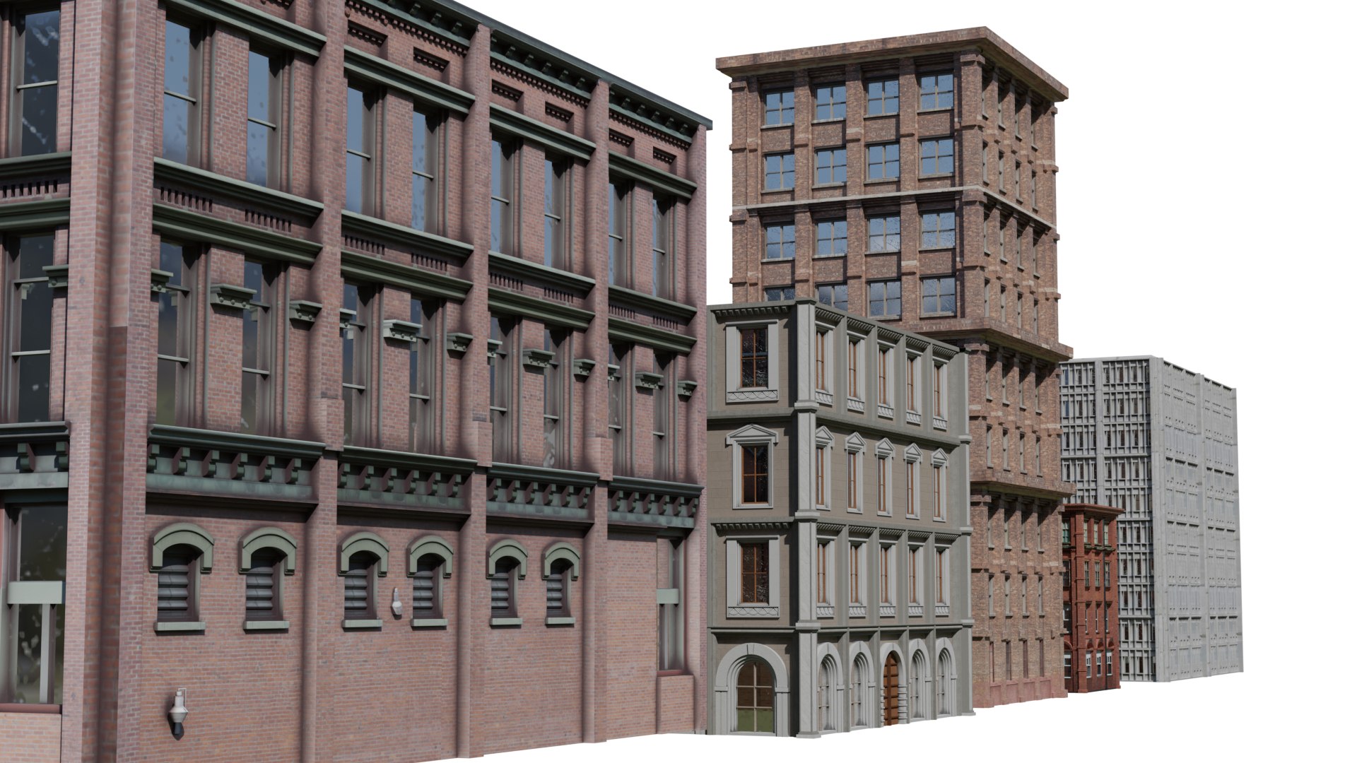 3D Model Street Buildings Set BONUS HDRIs - TurboSquid 1993934