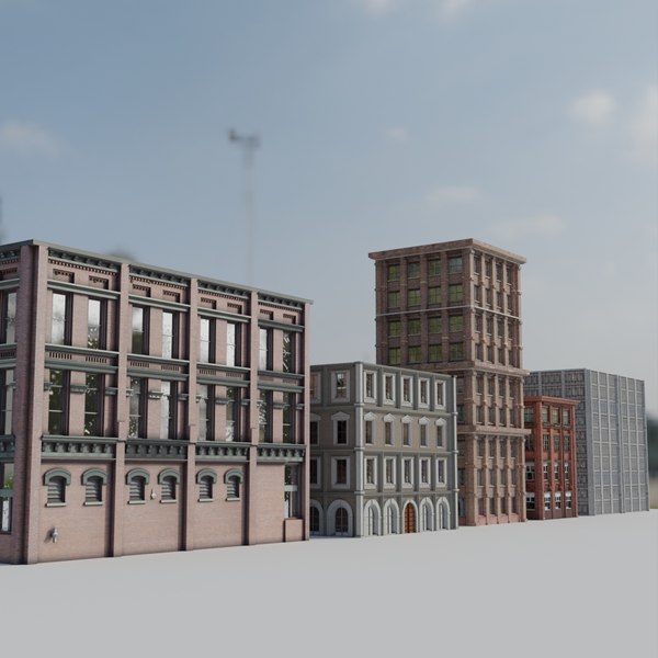 3D model Street Buildings Set BONUS HDRIs - TurboSquid 1993934