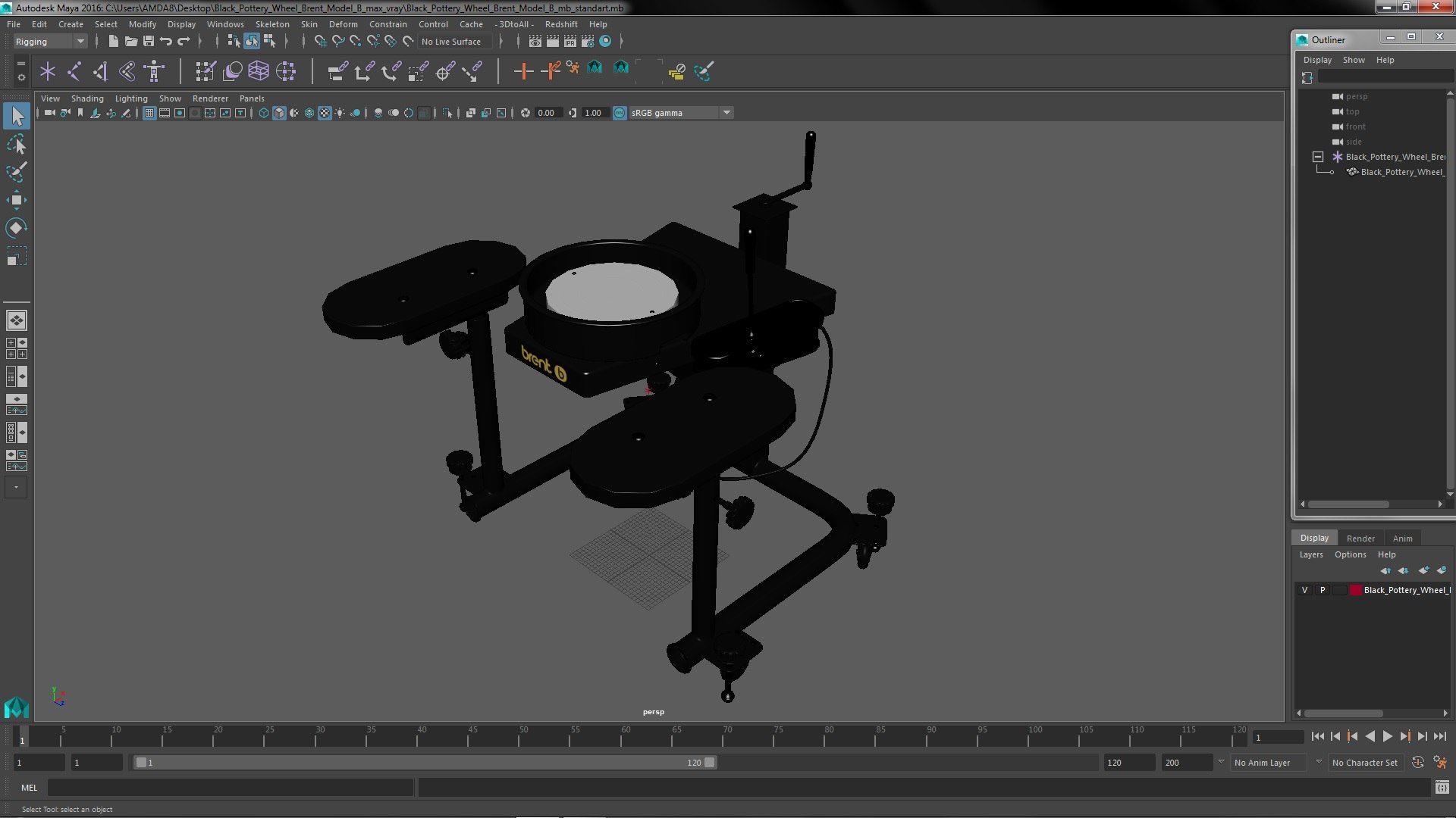 Black Pottery Wheel Brent Model B 3D Model - TurboSquid 2076935