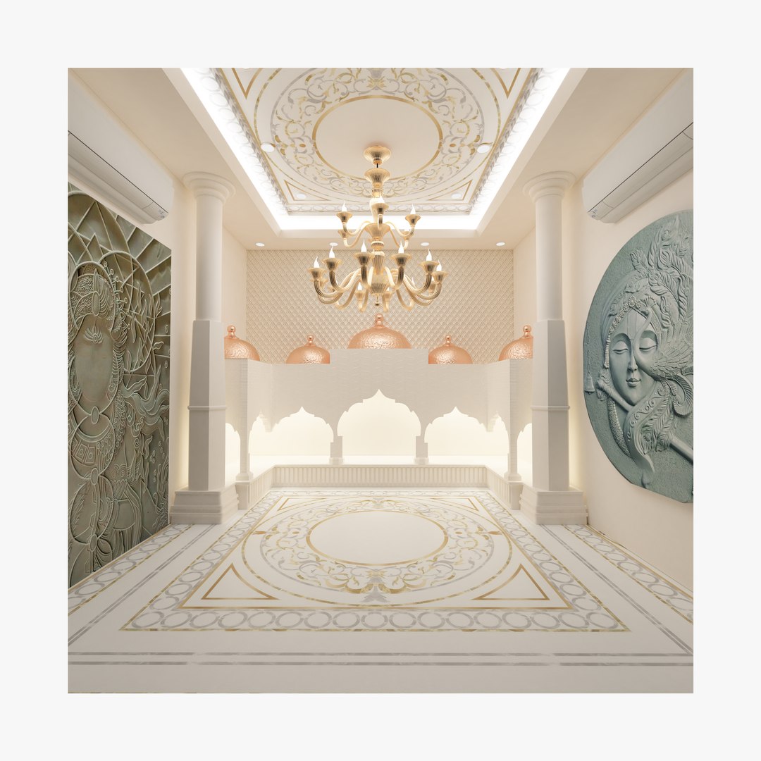 3D Worship Room - Pooja Temple Room - Interior- 3D Model Ready To ...
