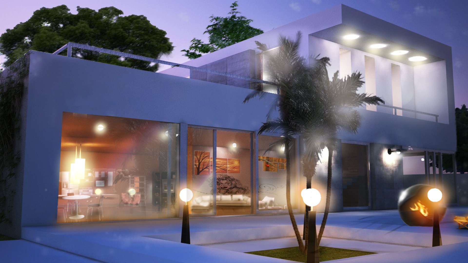 c4d architecture house modern realistic