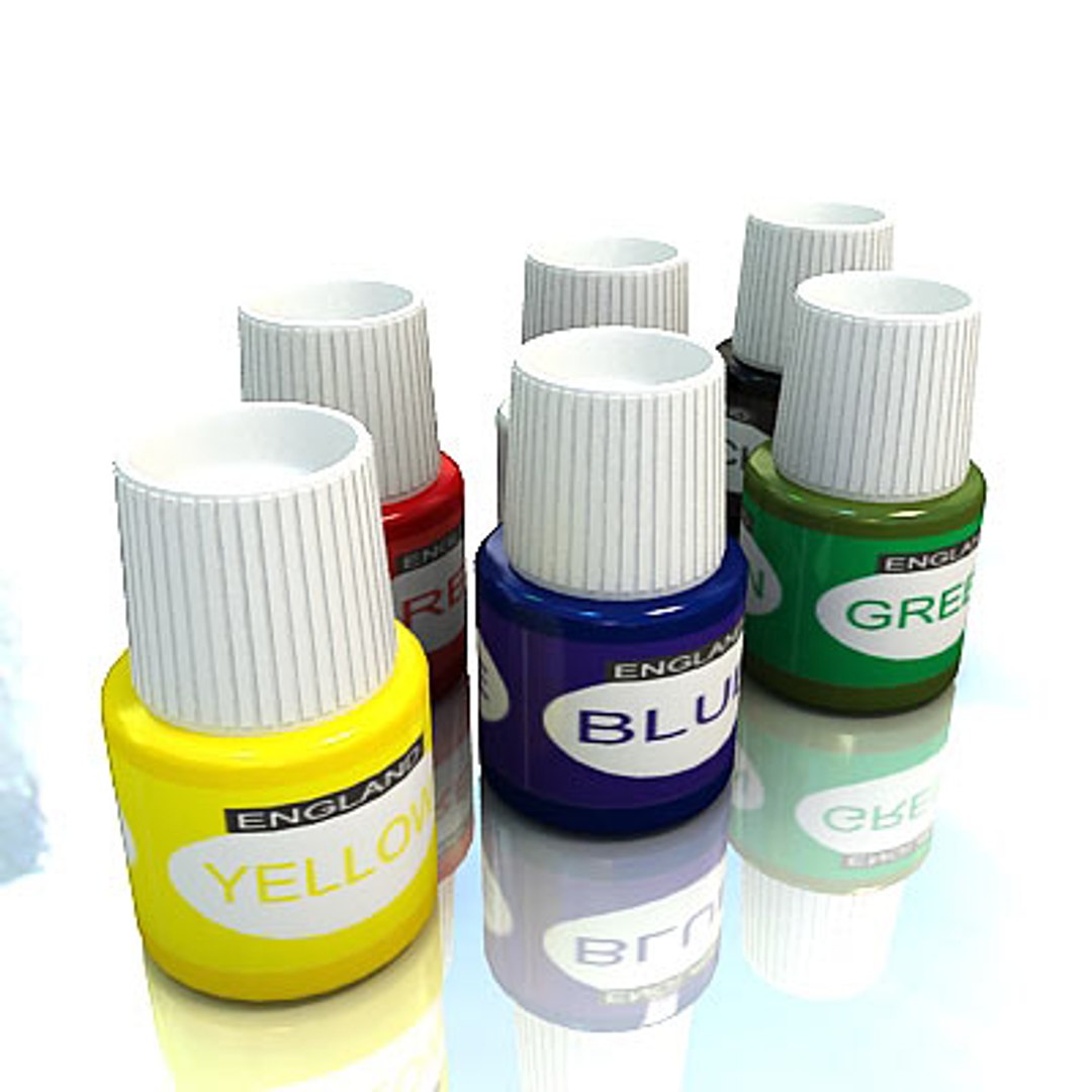 3d model set paints watercolour