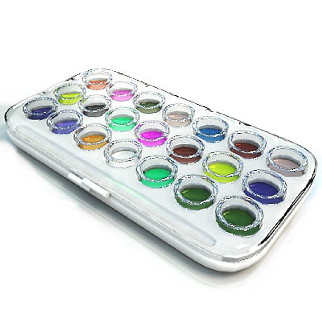 3d model set paints watercolour
