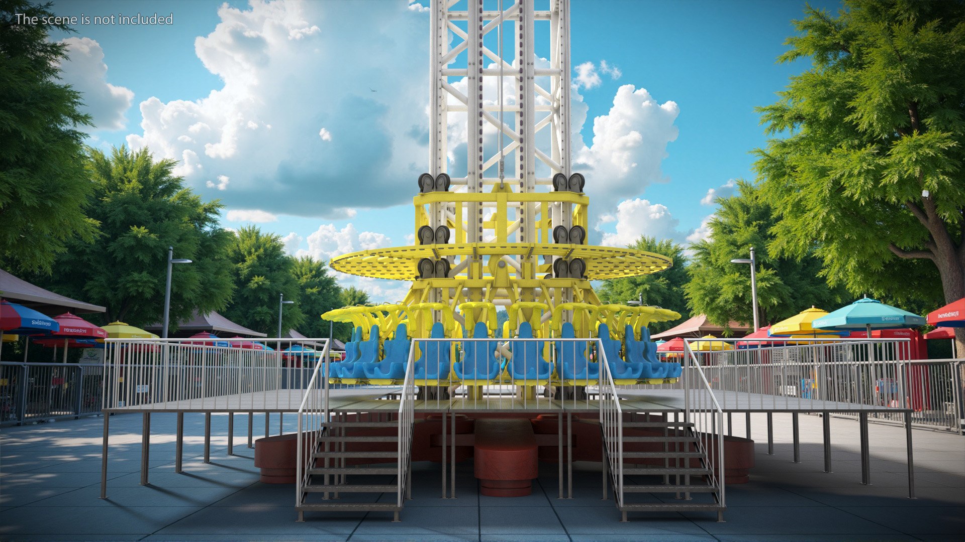 Sky Drop Ride Attraction Tower Lights Off 3D Model - TurboSquid 2447208