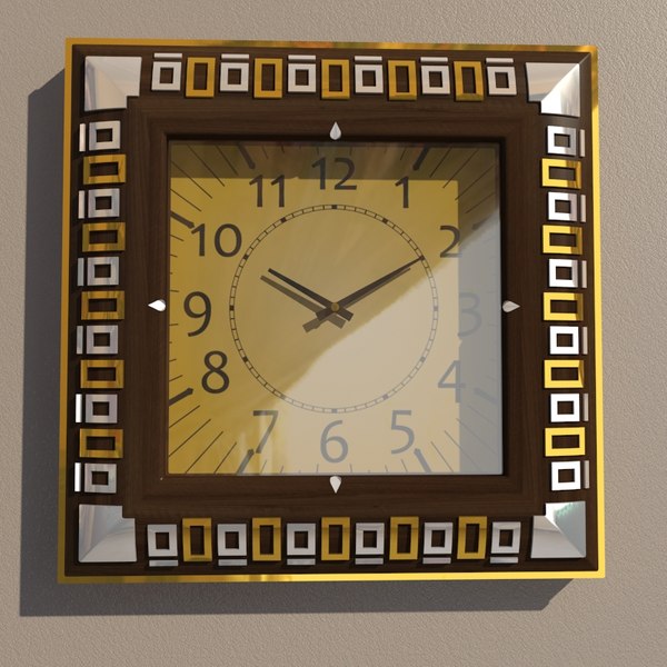 3D square wall clock decoration - TurboSquid 1605620