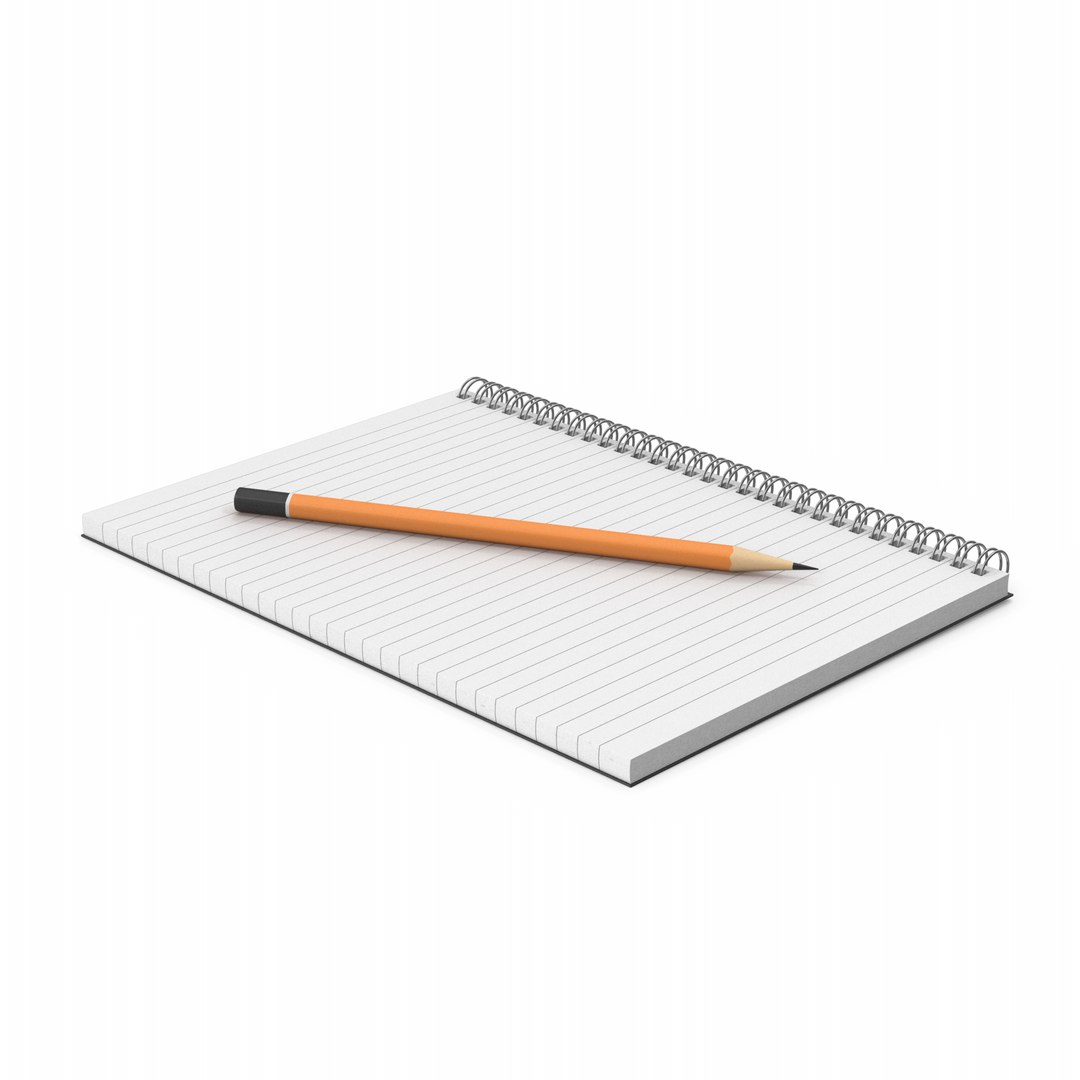 Notepad With Pencil 3D Model - TurboSquid 1870883