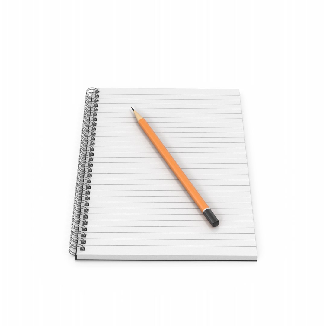 Notepad With Pencil 3D Model - TurboSquid 1870883