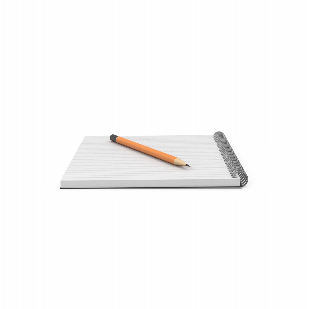 Notepad With Pencil 3D Model - TurboSquid 1870883