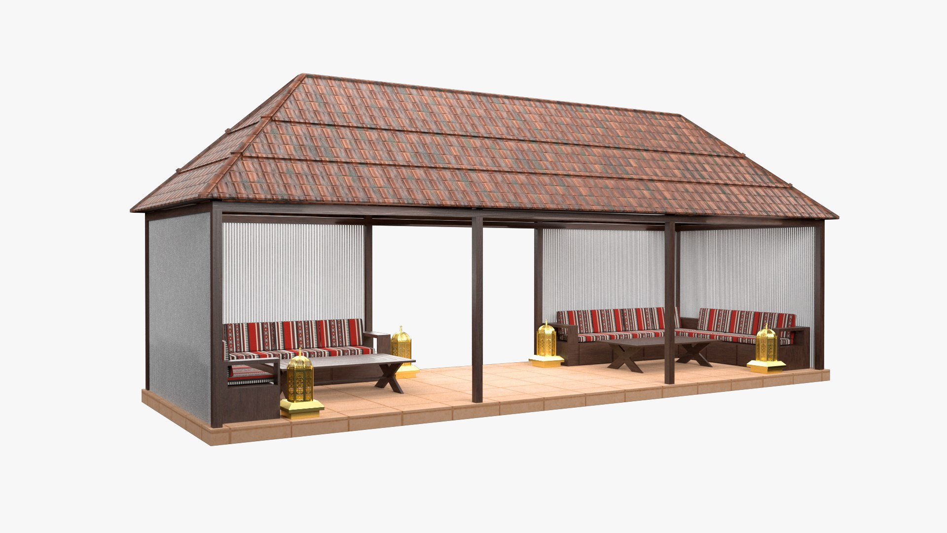 Arabic Traditional Beach Gazebo 9x3 Model - TurboSquid 2253197