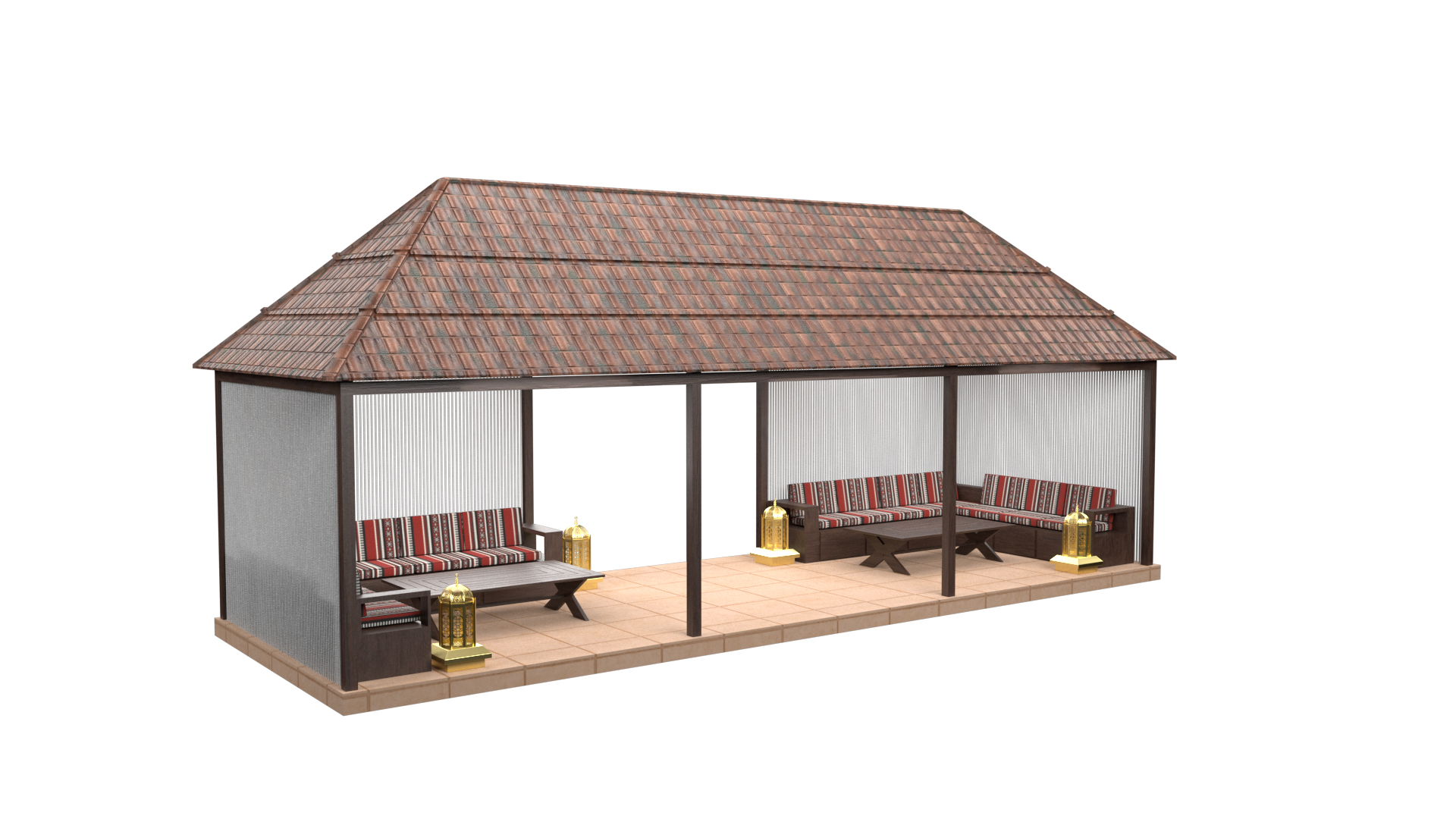 Arabic Traditional Beach Gazebo 9x3 Model - TurboSquid 2253197