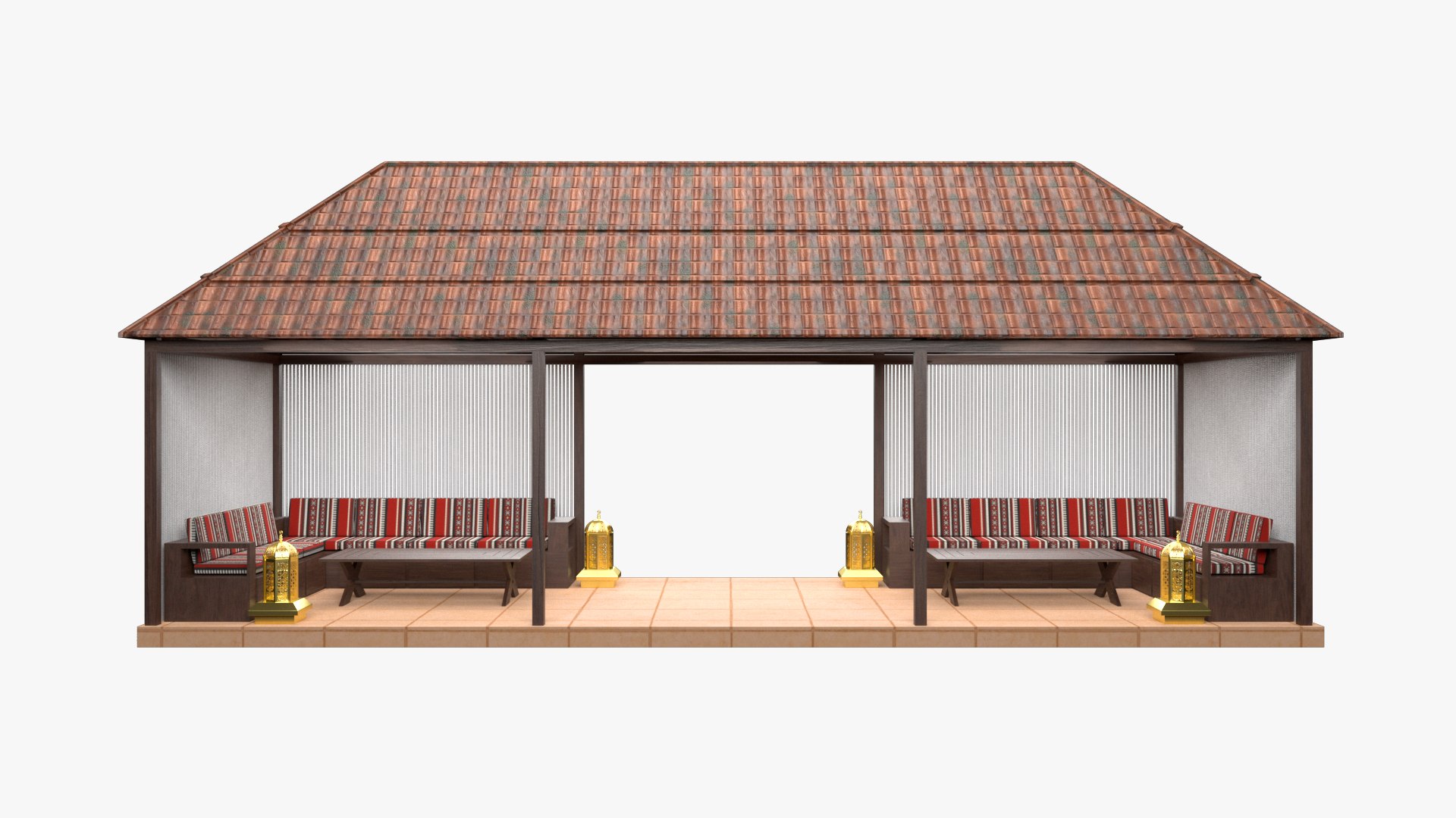 Arabic Traditional Beach Gazebo 9x3 Model - TurboSquid 2253197