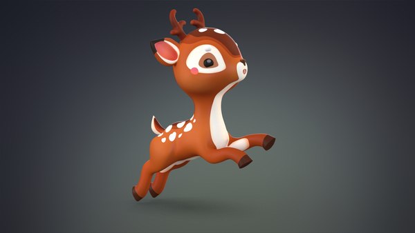 3D cute cartoon deer model - TurboSquid 1429884