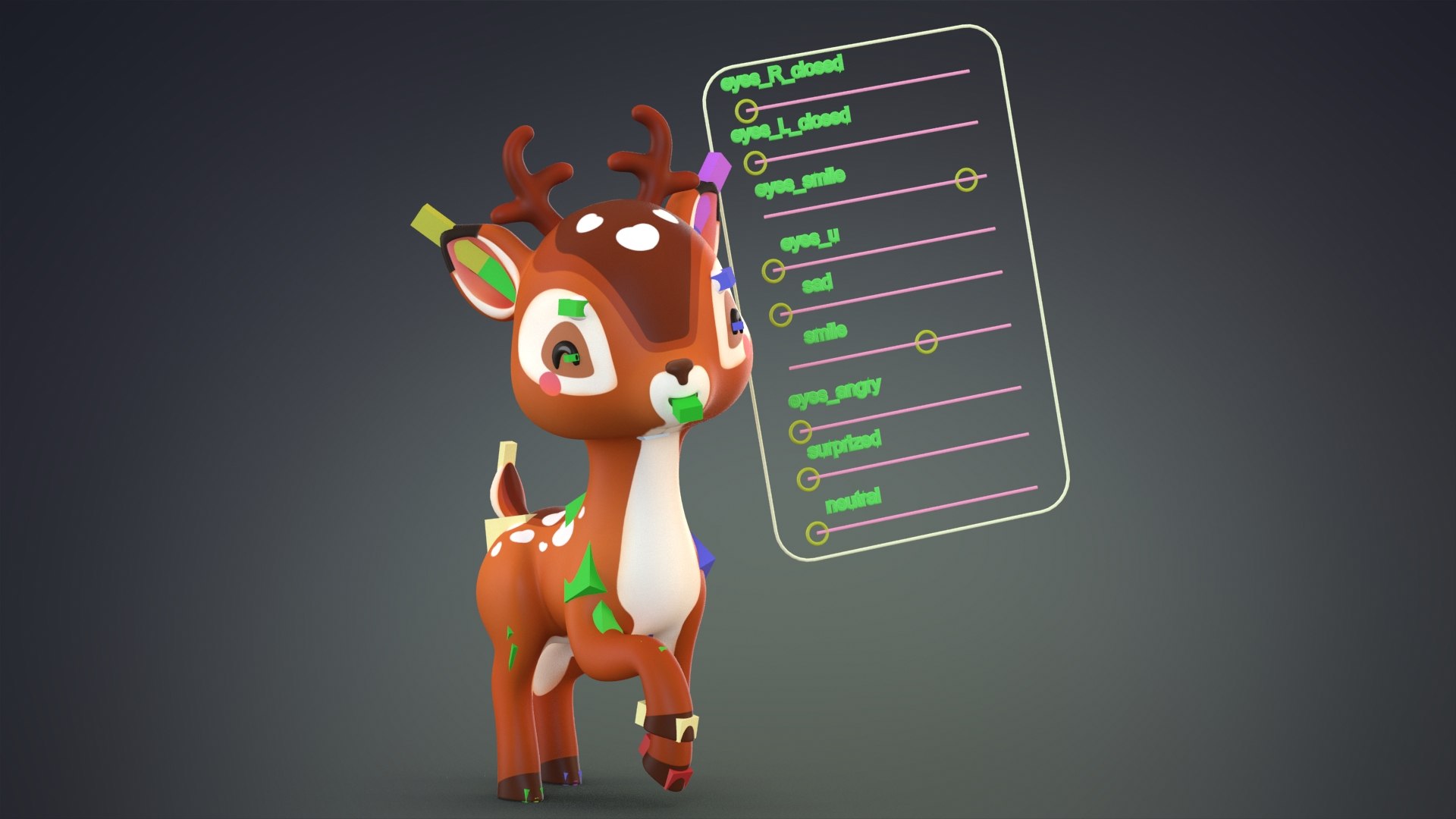 3D Cute Cartoon Deer Model - TurboSquid 1429884