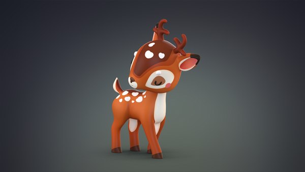 3D cute cartoon deer model - TurboSquid 1429884