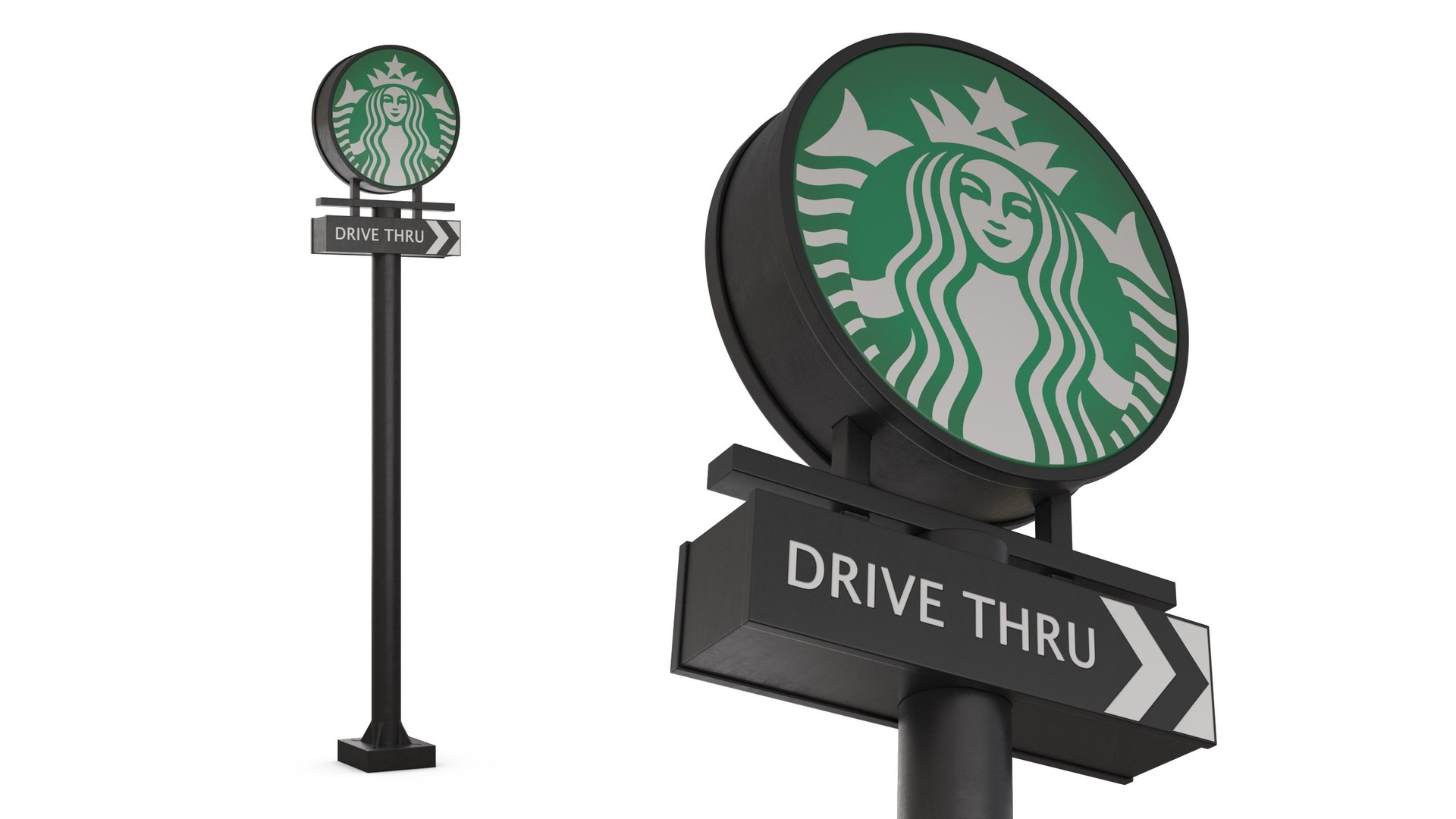 Tall Starbucks Drive Thru Signage 3D Model - TurboSquid 2274278