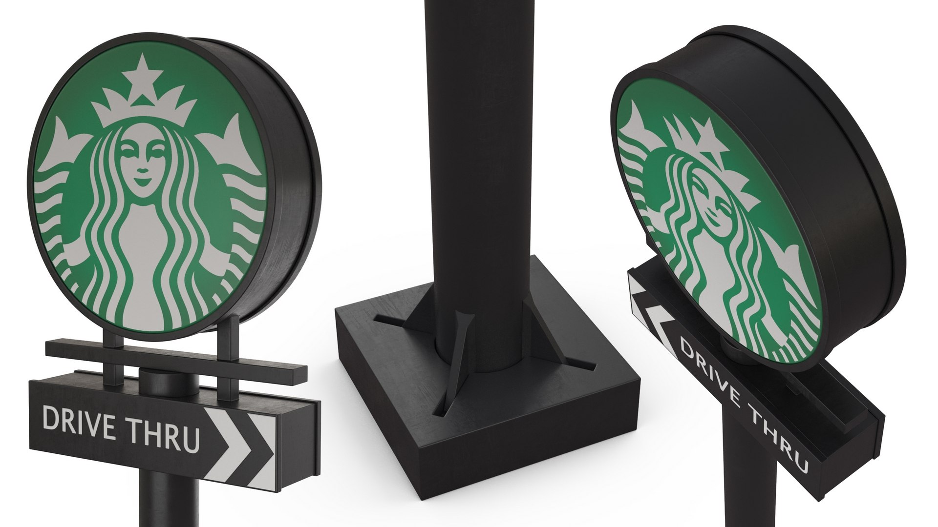 Tall Starbucks Drive Thru Signage 3D Model - TurboSquid 2274278