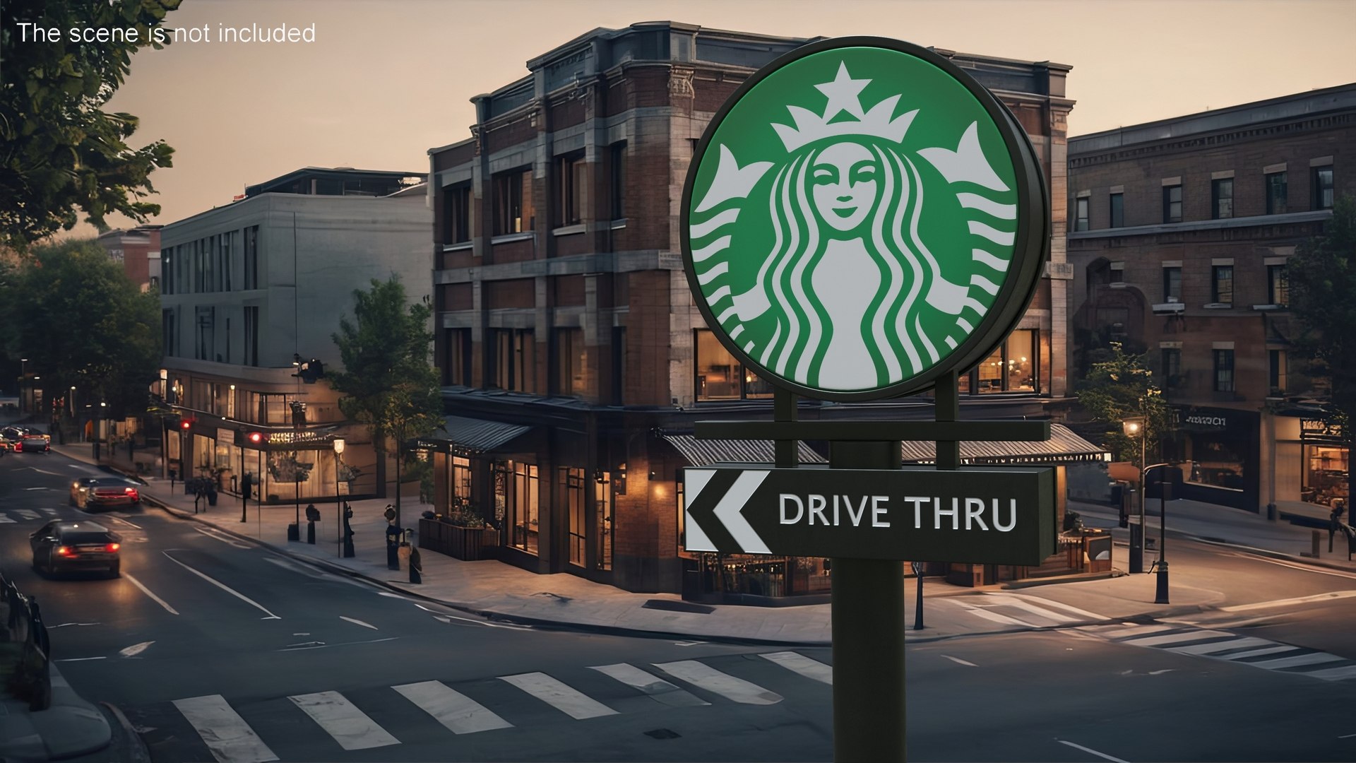 Tall Starbucks Drive Thru Signage 3D Model - TurboSquid 2274278