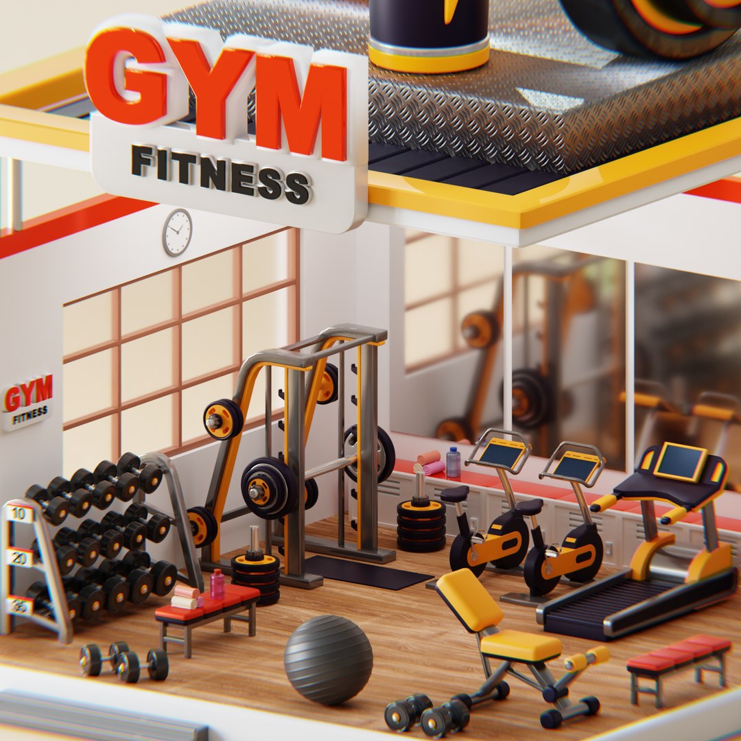 3D Isometric Gym Fitness - TurboSquid 2326059