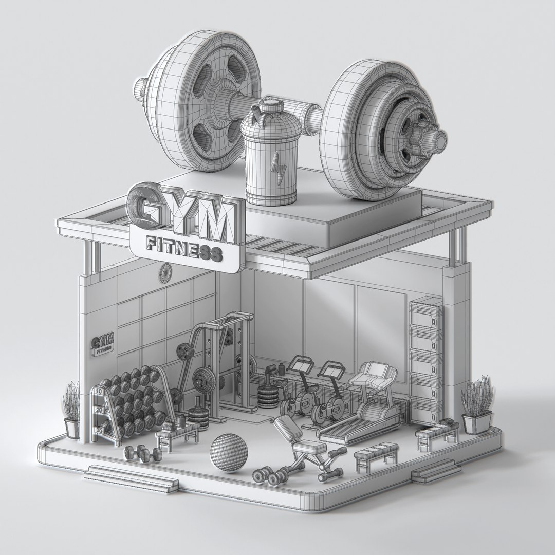 3D Isometric Gym Fitness - TurboSquid 2326059