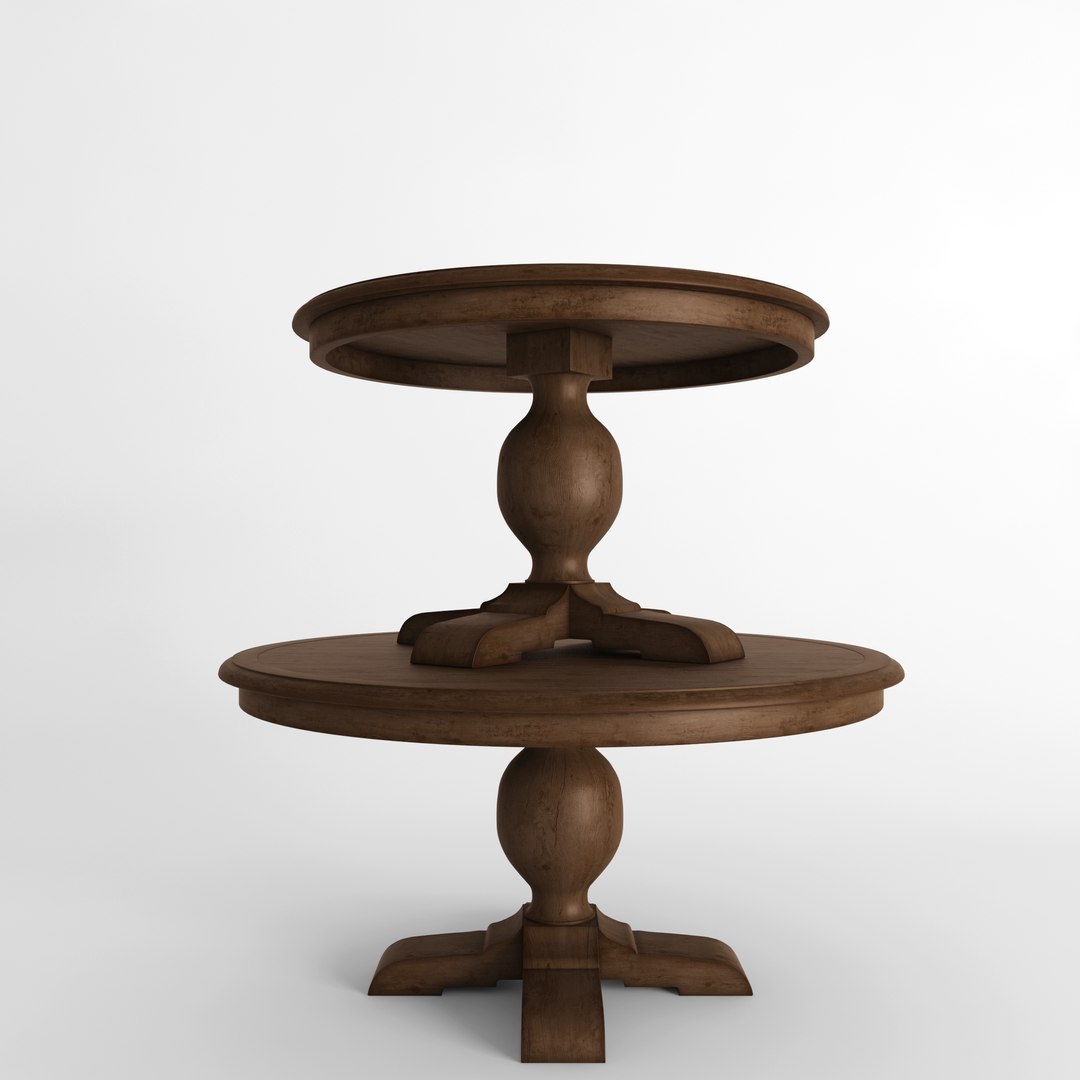3d Model Table Wood Pedestal