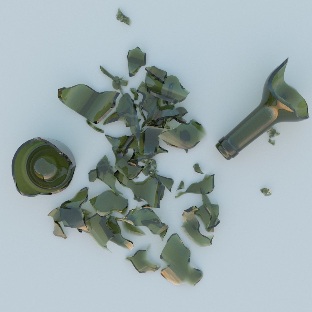 3D Broken Glass Wine Bottle - TurboSquid 1381025