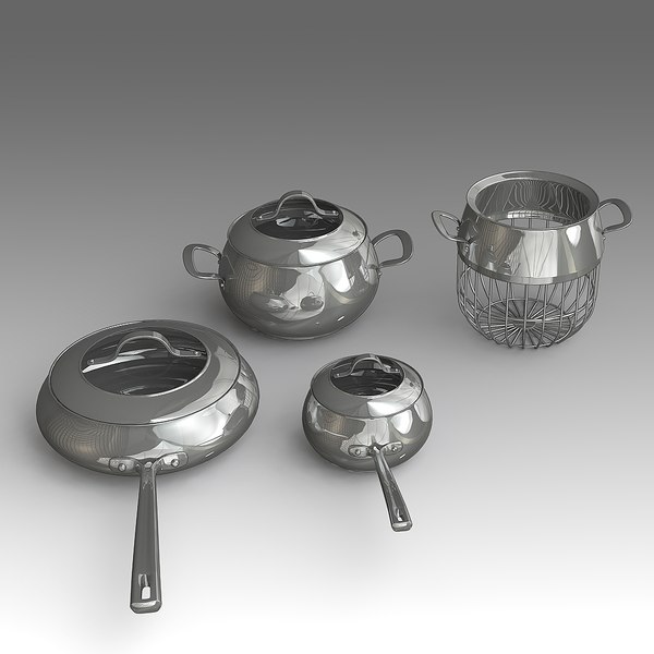 kitchen pot set 3d x