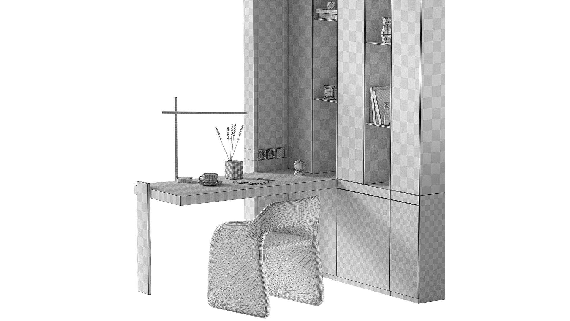 3D Model Workplace Minimal Home Office Furniture Modular Kit - TurboSquid 2252637